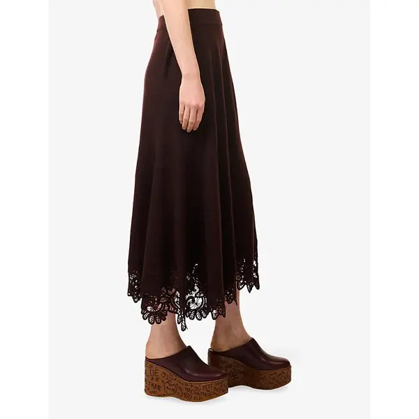 Zimmermann Valiant Lace-trim Wool Midi Skirt