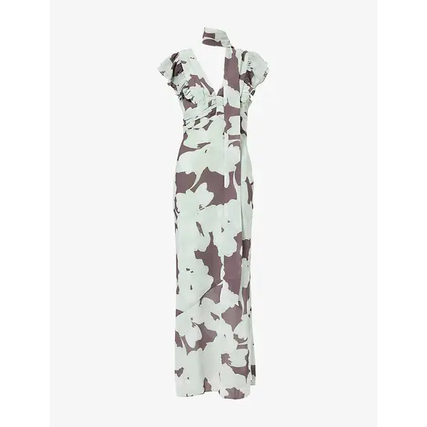 PRETTY LAVISH Andi Ruffle Crepe Maxi Dress