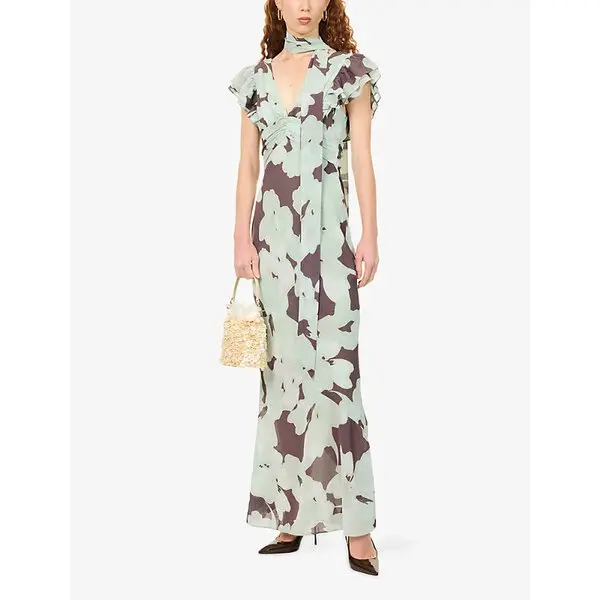 PRETTY LAVISH Andi Ruffle Crepe Maxi Dress
