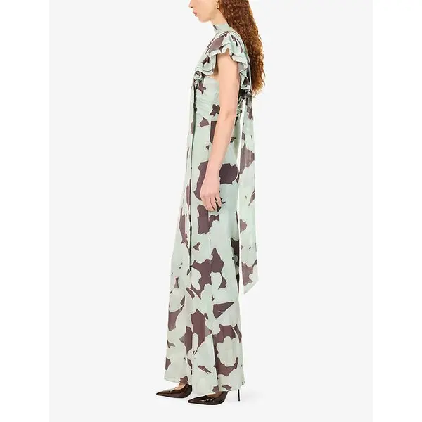 PRETTY LAVISH Andi Ruffle Crepe Maxi Dress