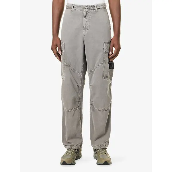 Stone Island Mineral-dyed Cotton-blend Cargo Trousers