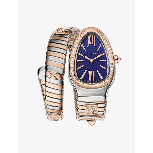 BVLGARI Serpenti Tubogas Studs Capsule Single-spiral Rose Gold, Stainless Steel And Diamond Watch - Blue