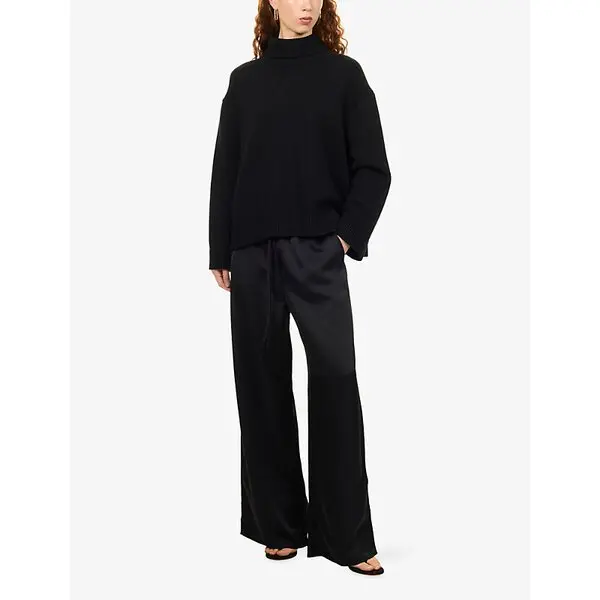 PRETTY LAVISH Breya Wide-leg Satin Trousers