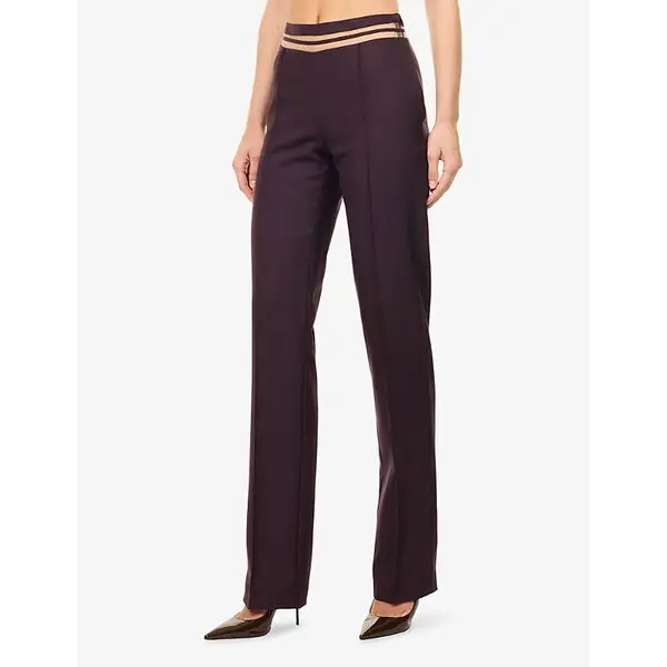 NENSI DOJAKA Mesh-panel Straight-leg Crepe Trousers