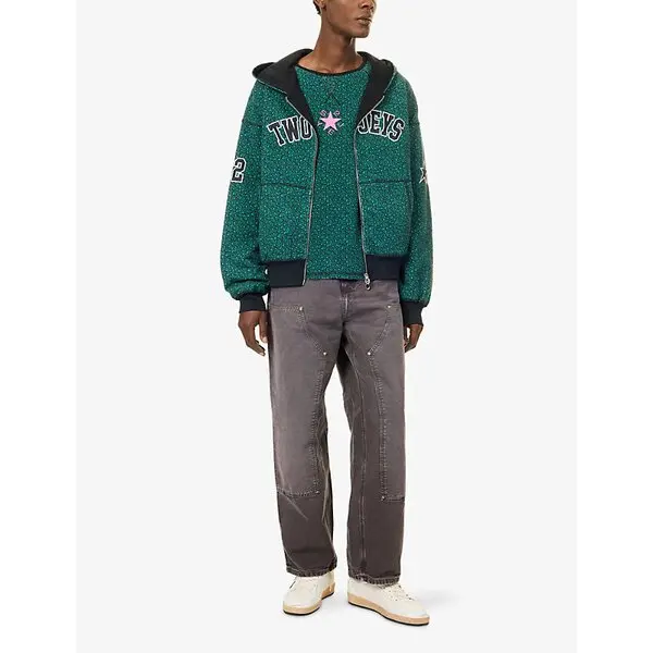TWOJEYS Vintage Varsity Zip Cotton-jersey Hoodie
