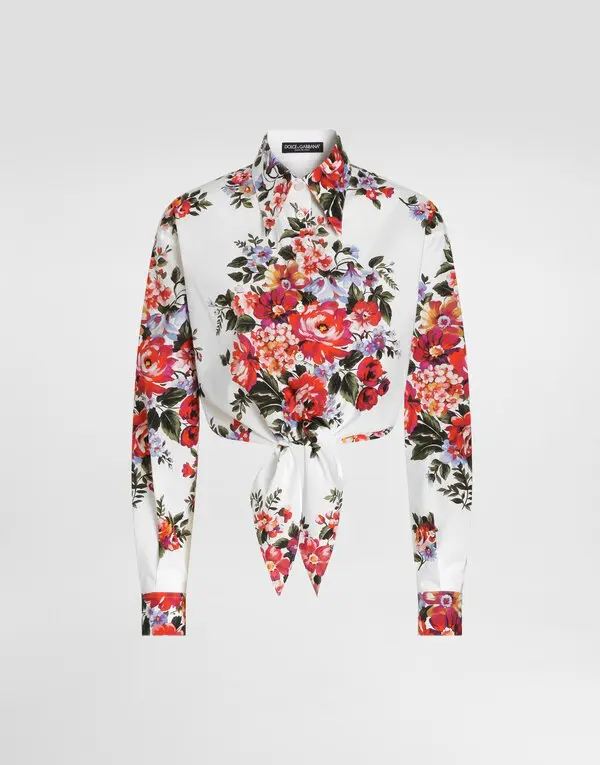 Dolce & Gabbana Flower Bouquet-print Cotton Shirt Shirts And Tops - Multicolor