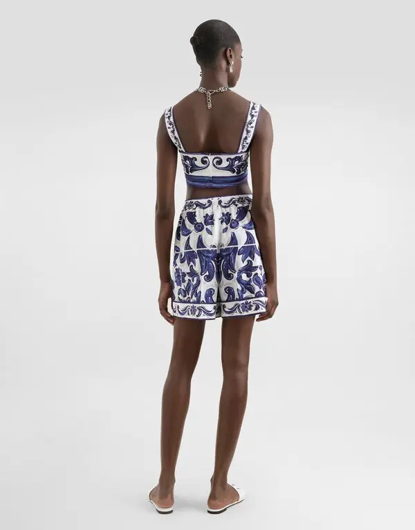 Dolce & Gabbana Dg Exclusive Majolica- Poplin Shorts Pants And Shorts