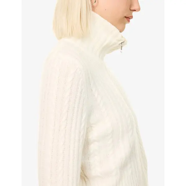 Good American Funnel-neck Cable-knit Cardigan