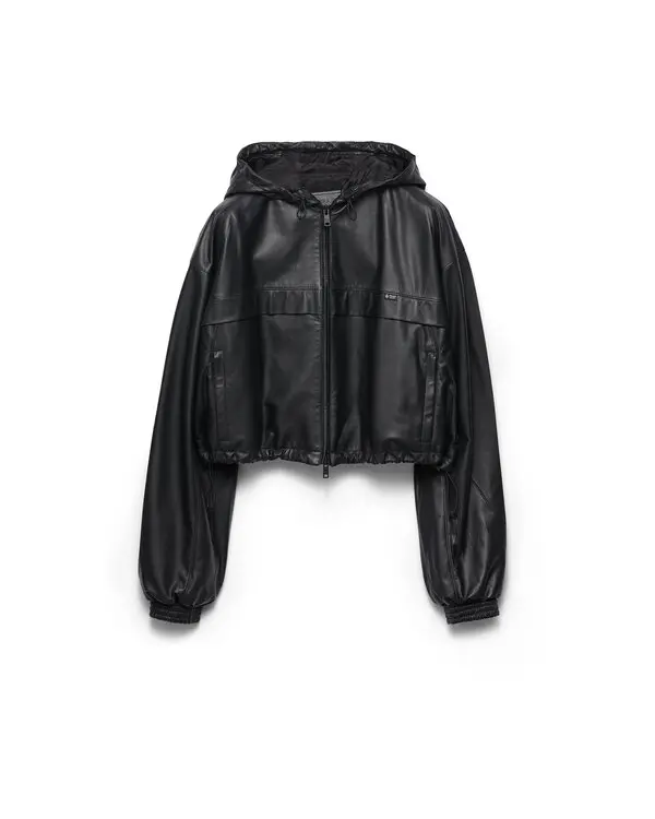 Prada Hooded Nappa Leather Jacket - Black