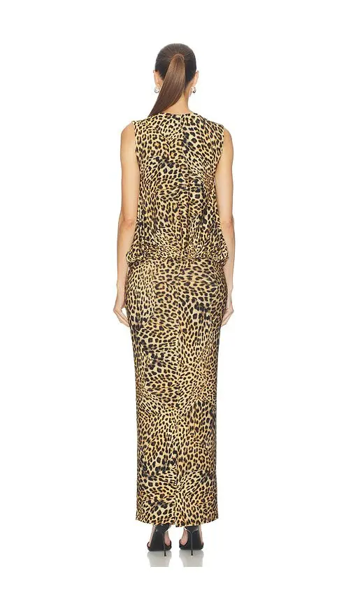 Norma Kamali Leopard Print Babydoll Gown