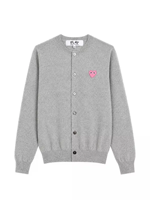 Play Comme Des Garcon Heart-patch Round-neck Cardigan