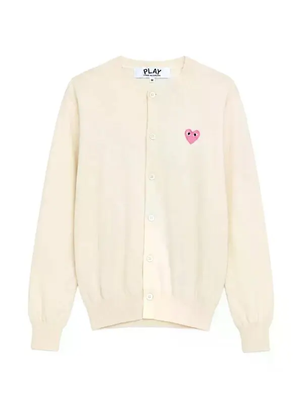 Play Comme Des Garcon Heart-patch Cardigan - Neutrals
