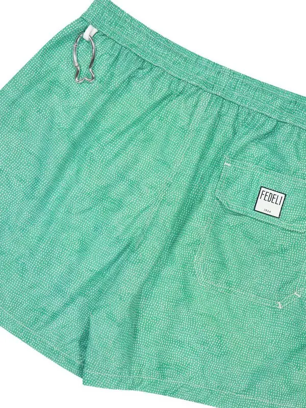 Fedeli Geometric-print Swim Shorts - Green