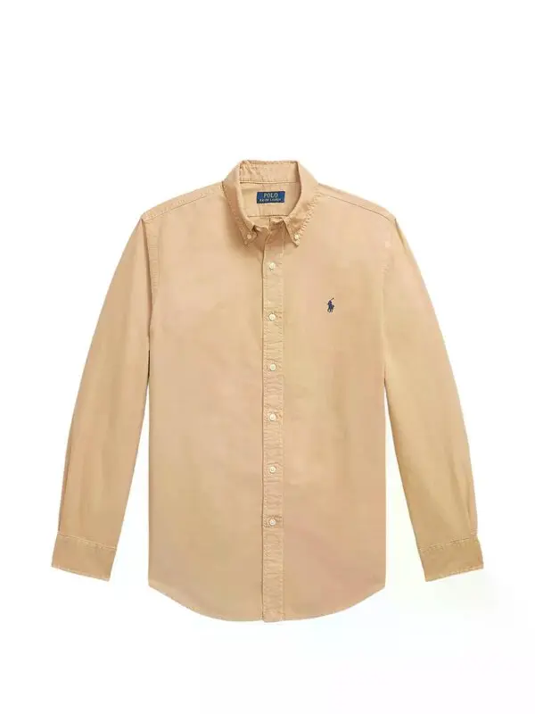 Polo Ralph Lauren Logo-embroidered Button-down Cotton Shirt - Neutrals