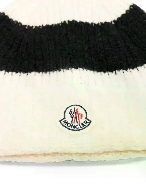 Moncler Striped Logo-patch Beanie Hat