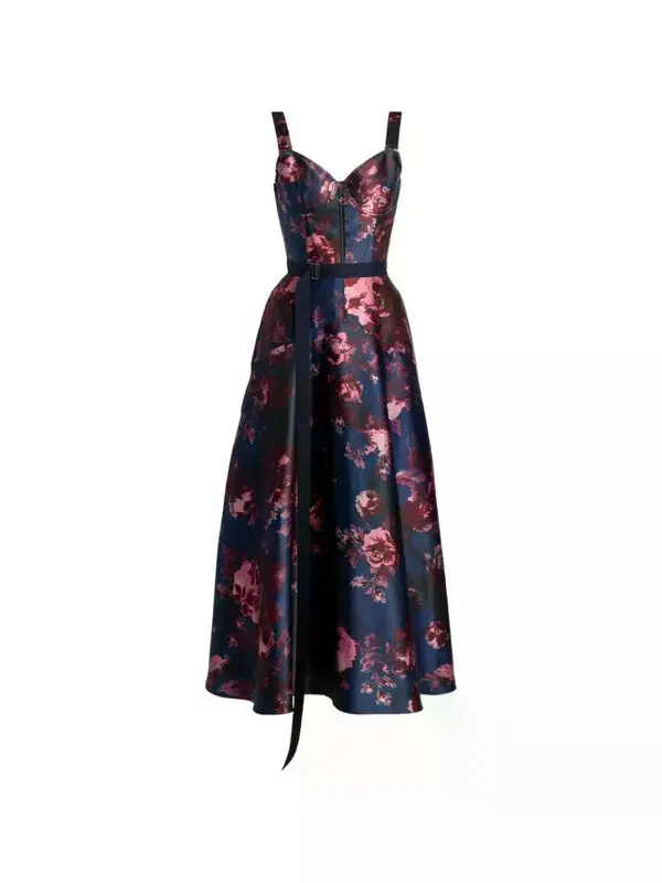 Erdem Floral-print Belted Maxi Dress - Blue
