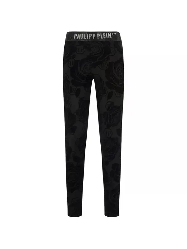 Philipp Plein Flock Flower Monogram Leggings