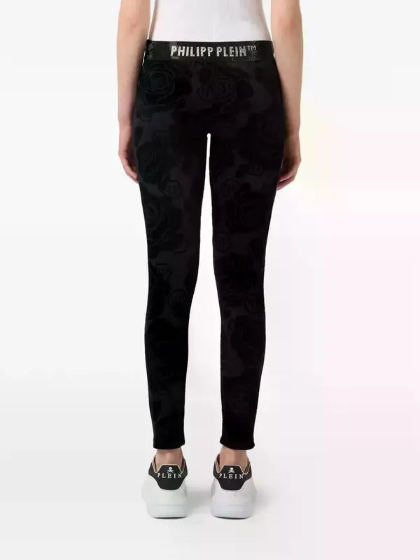 Philipp Plein Flock Flower Monogram Leggings