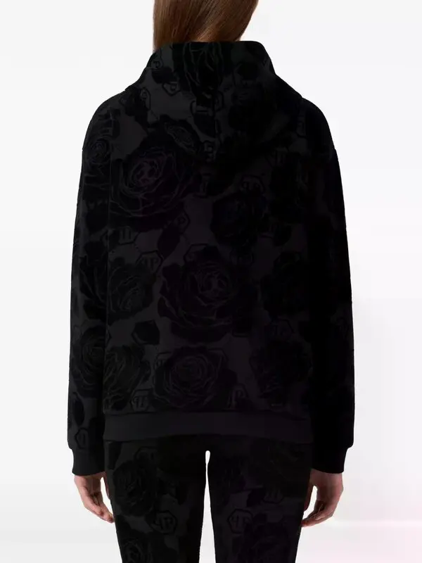 Philipp Plein Flock Flower Monogram Hoodie