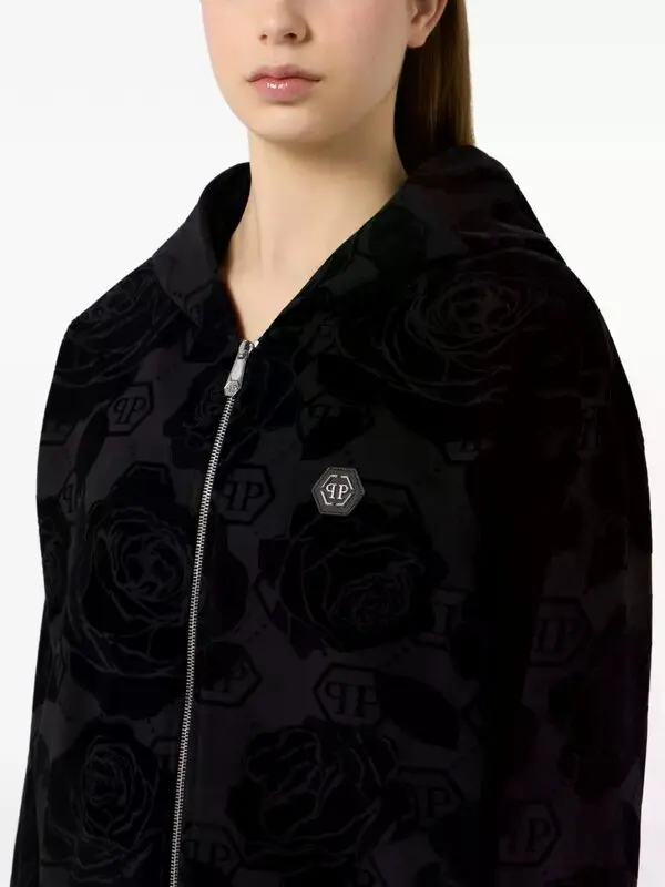 Philipp Plein Flock Flower Monogram Hoodie