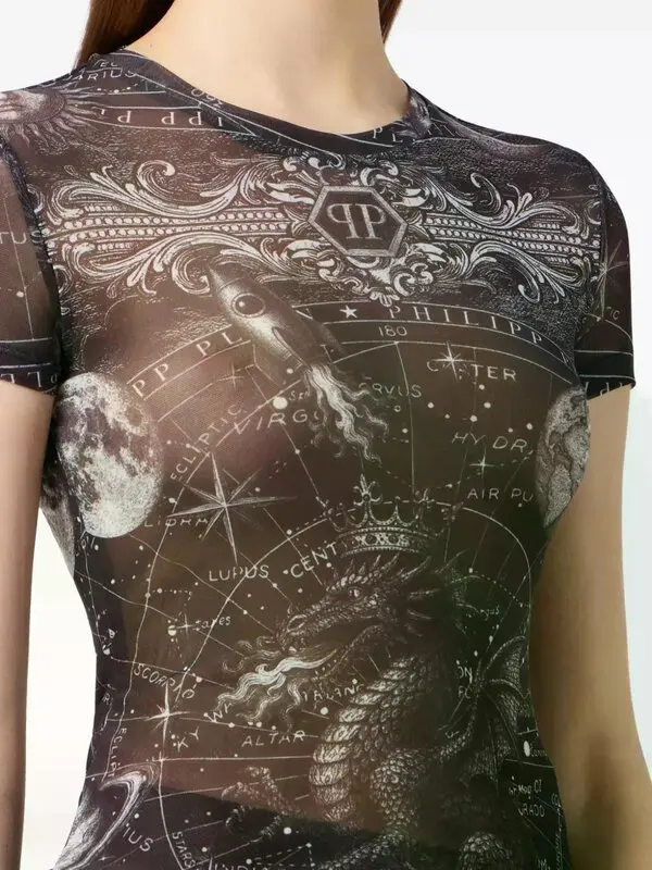 Philipp Plein Zodiac-print Tulle T-shirt