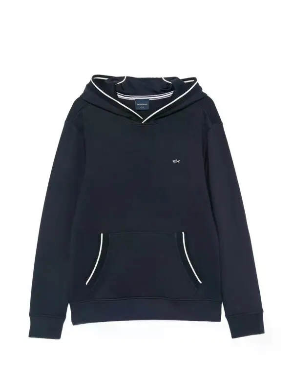 Paul & Shark Logo-embroidered Contrast-trim Hoodie - Blue