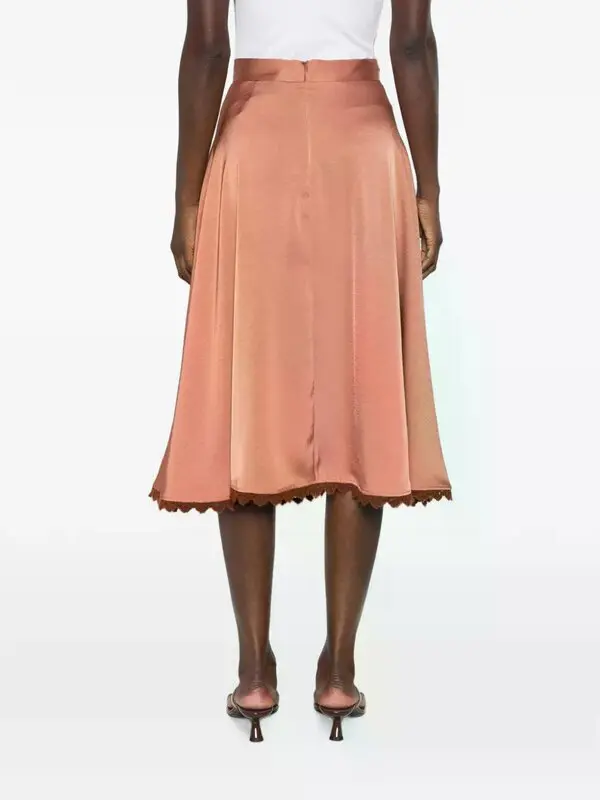 I BLUES Lace-trim Satin-finish Midi Skirt