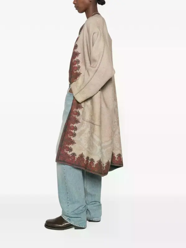 PIERRE-LOUIS MASCIA Paisley-print Blanket-stitch Kimono