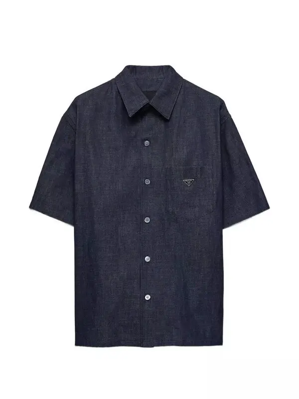 Prada Short-sleeve Chambray Denim Shirt