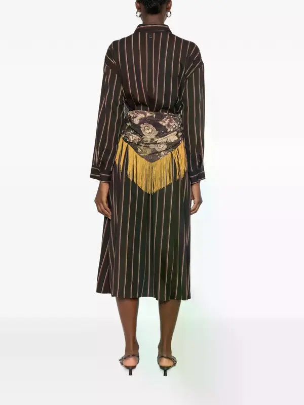 Dixie Striped Fringed Midi Dress