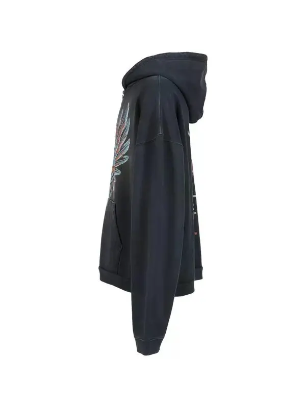 JUN/NAKAYAMA Feather-print Zip-up Hoodie