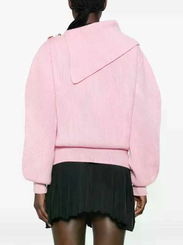 Blumarine Off-shoulder Rose-embellished Sweater