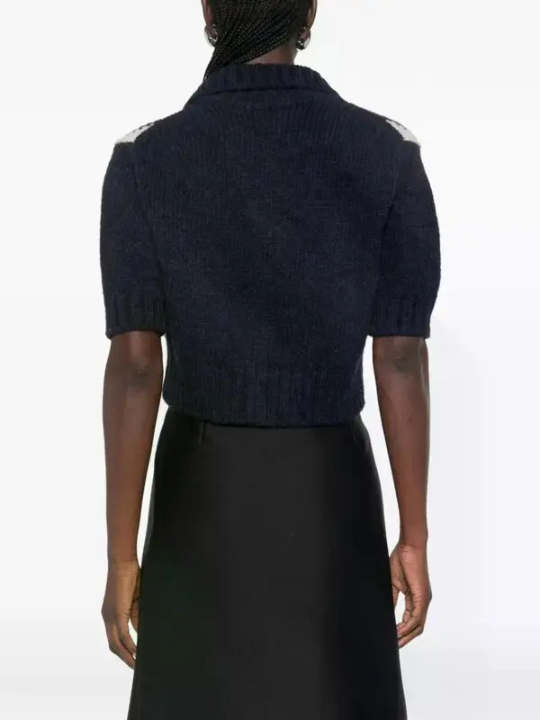 N°21 Argyle-knit Cropped Sweater