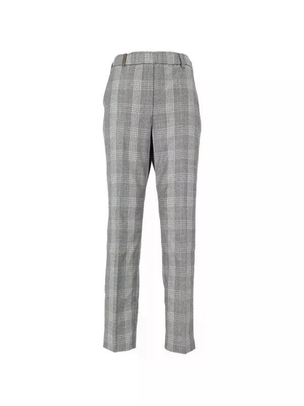 Peserico Checked Tapered Trousers - Grey
