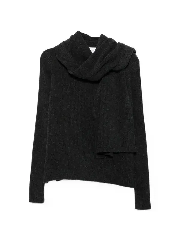 Christian Wijnants Ribbed-knit Scarf-detail Sweater - Grey