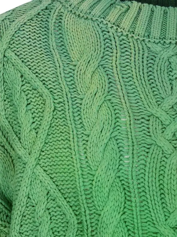 FOUND Cable-knit Distressed Sweater