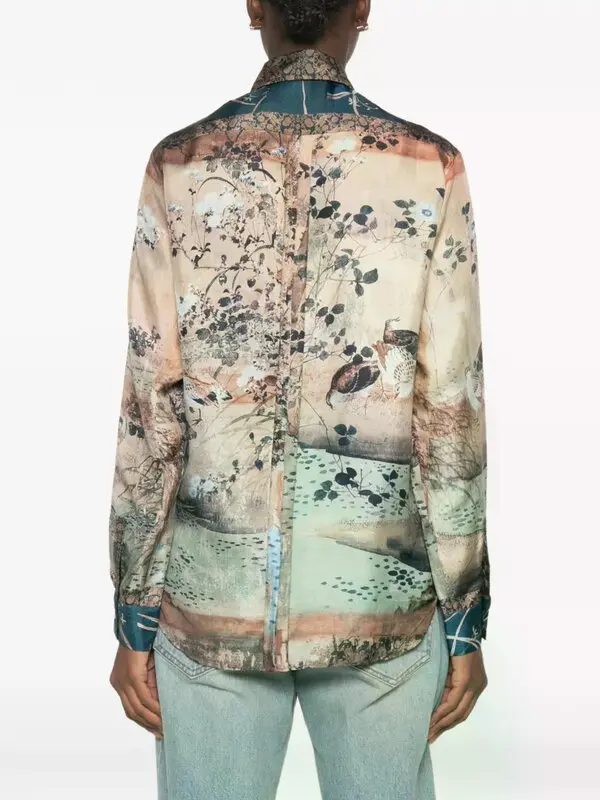 PIERRE-LOUIS MASCIA Landscape-print Silk Shirt