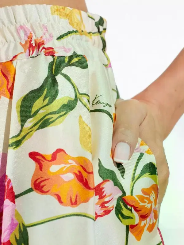 Kenzo Floral-print Silk Trousers