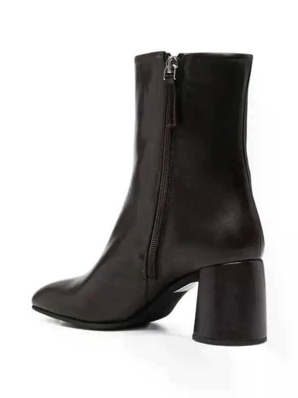 POEVE Square-toe Leather Ankle Boots
