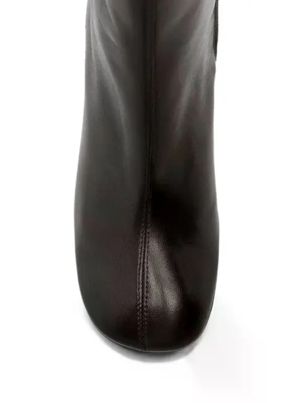 POEVE Square-toe Leather Ankle Boots
