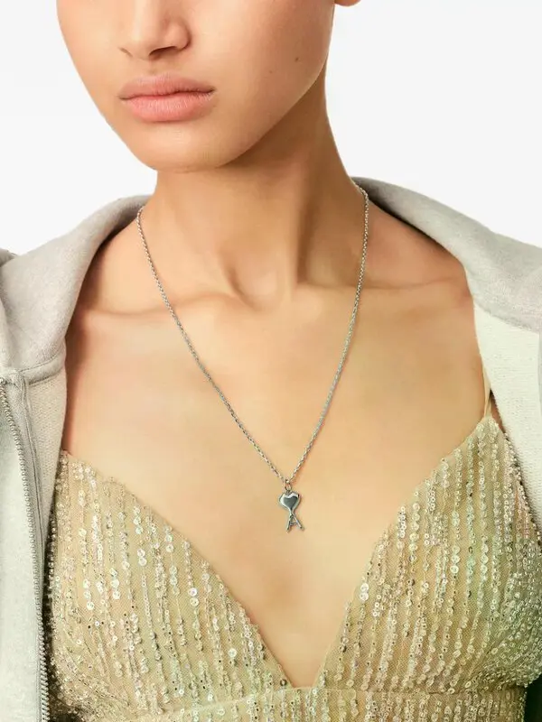 AMI Paris Brass Necklace With Hammered De Cœur