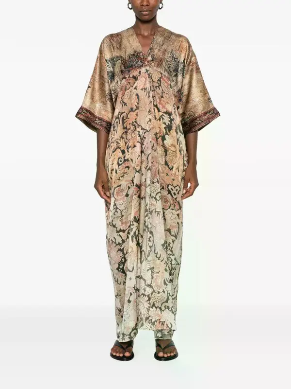 PIERRE-LOUIS MASCIA Graphic-print V-neck Maxi Dress