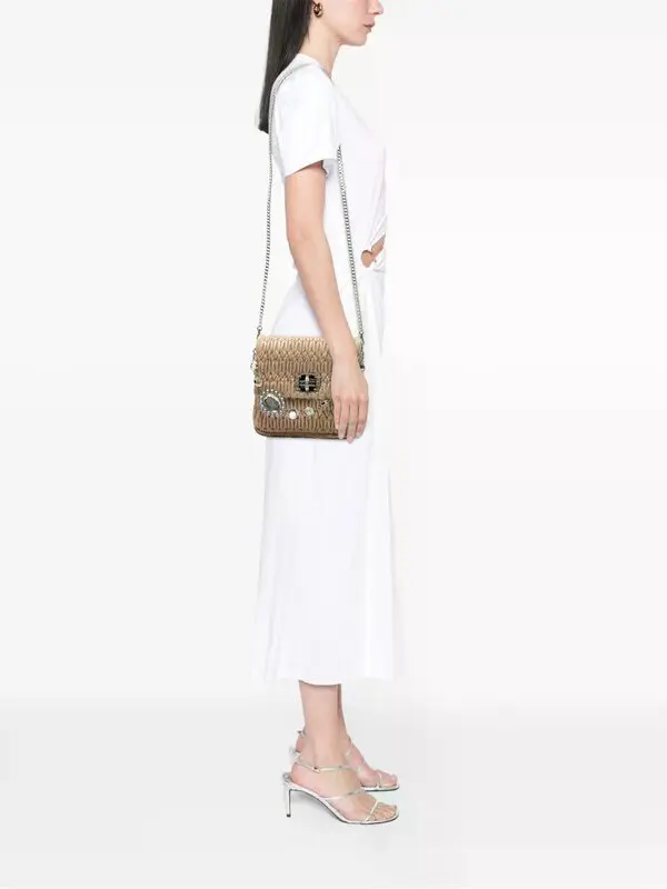 Miu Miu Matelassé Nappa Crystal Chain Satchel