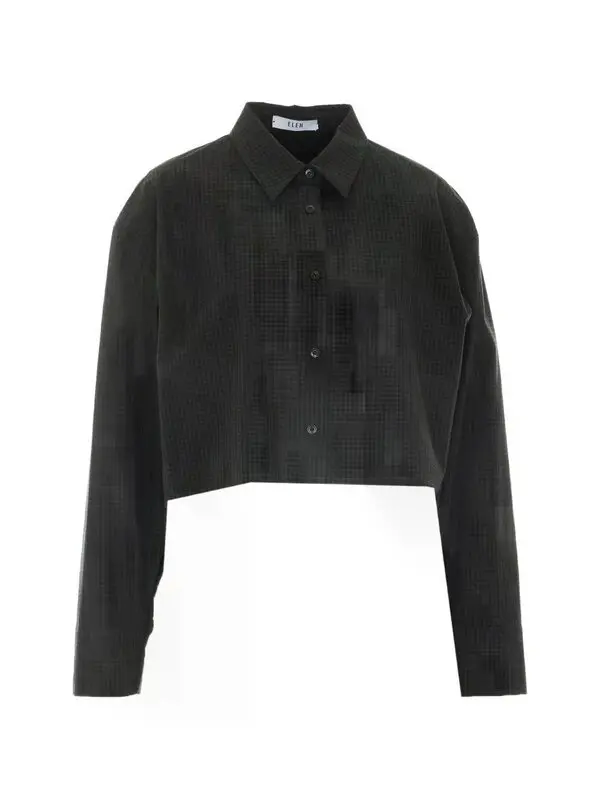 ELE Cropped Gingham-check Shirt - Green