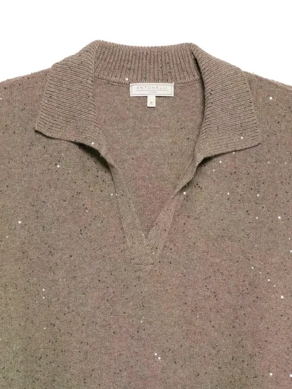 Antonelli Firenze Sequin-embellished Polo-collar Sweater
