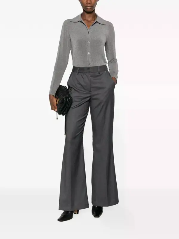 Dixie Pressed-crease Wide-leg Trousers - Grey