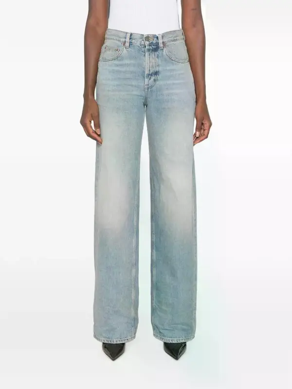 Saint Laurent Faded Wide-leg Jeans