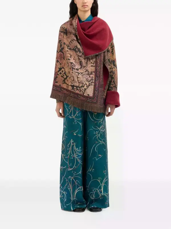 PIERRE-LOUIS MASCIA Pancake Floral-print Wool Cape - Brown