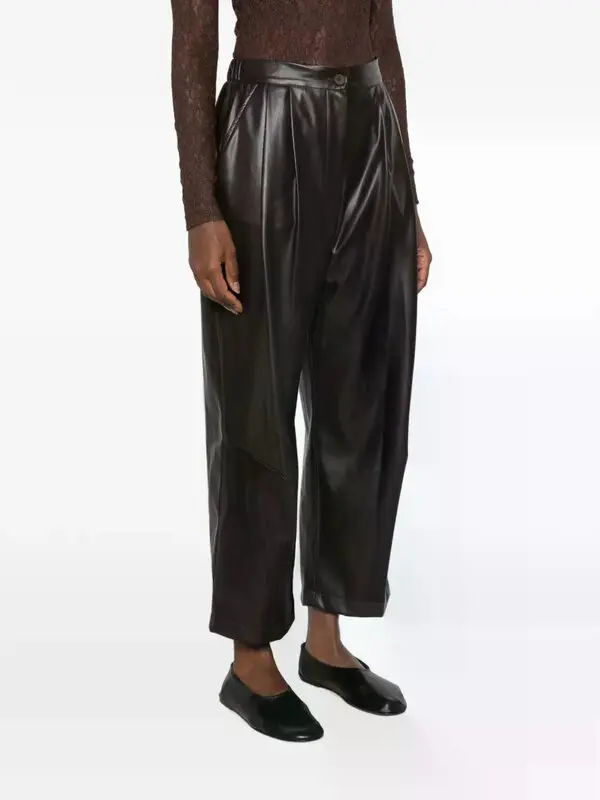 Dixie Pleated Faux-leather Trousers