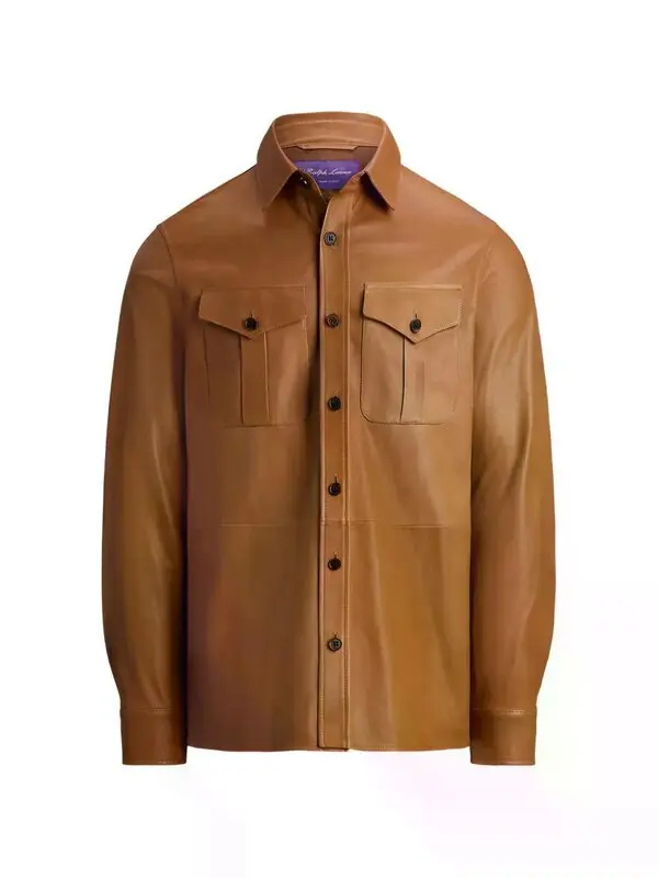Ralph Lauren Purple Label Lambskin Button-up Leather Jacket